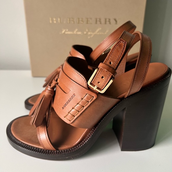 Burberry | Shoes | Burberry Tasselled Leather Blockheel Sandals | Poshmark